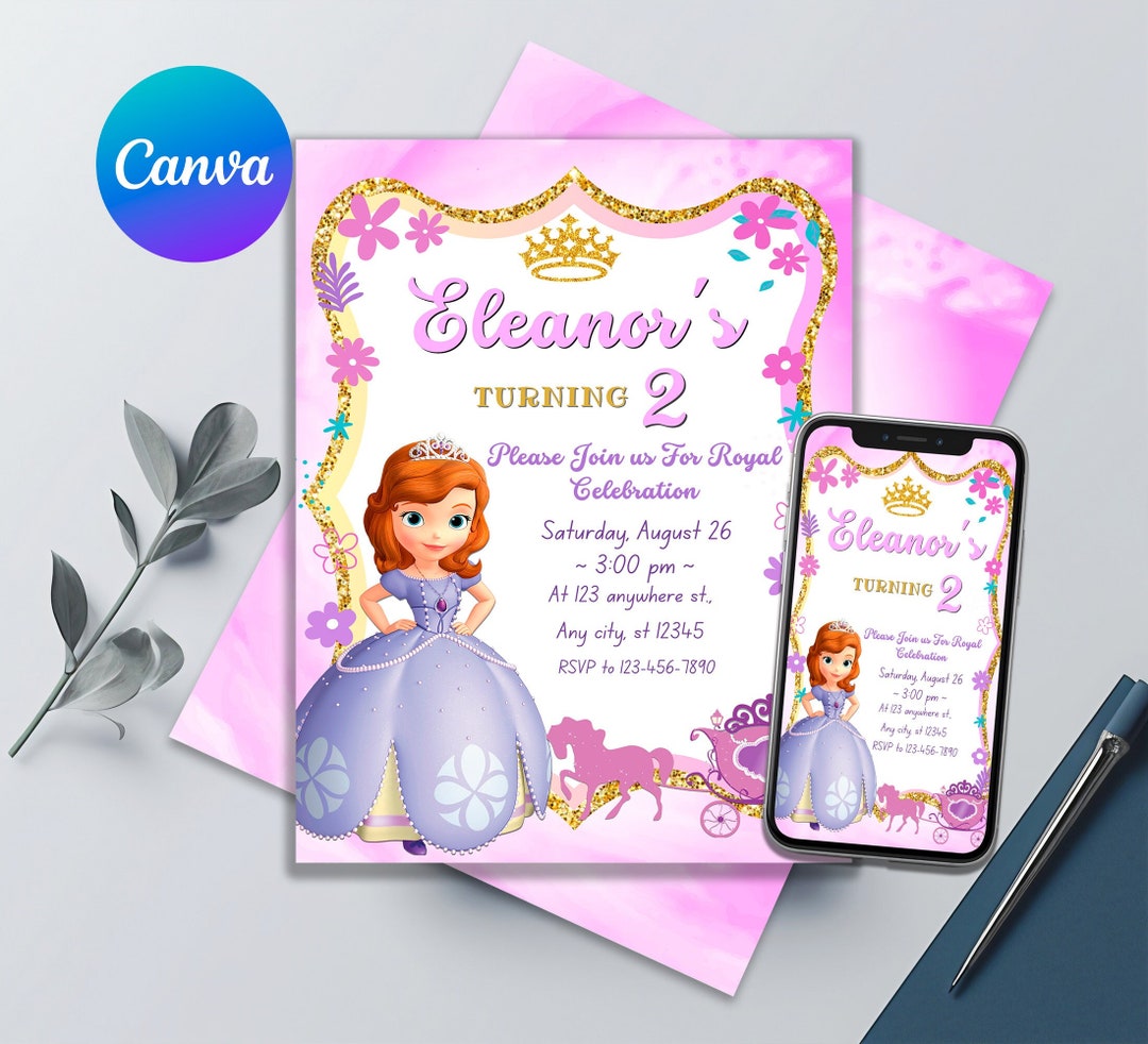 Princess Sofia Birthday Invitation Printable Editable Birthday ...
