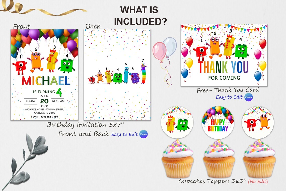 Numberblocks Birthday Invitation Numberblocks Birthday Party Invite ...
