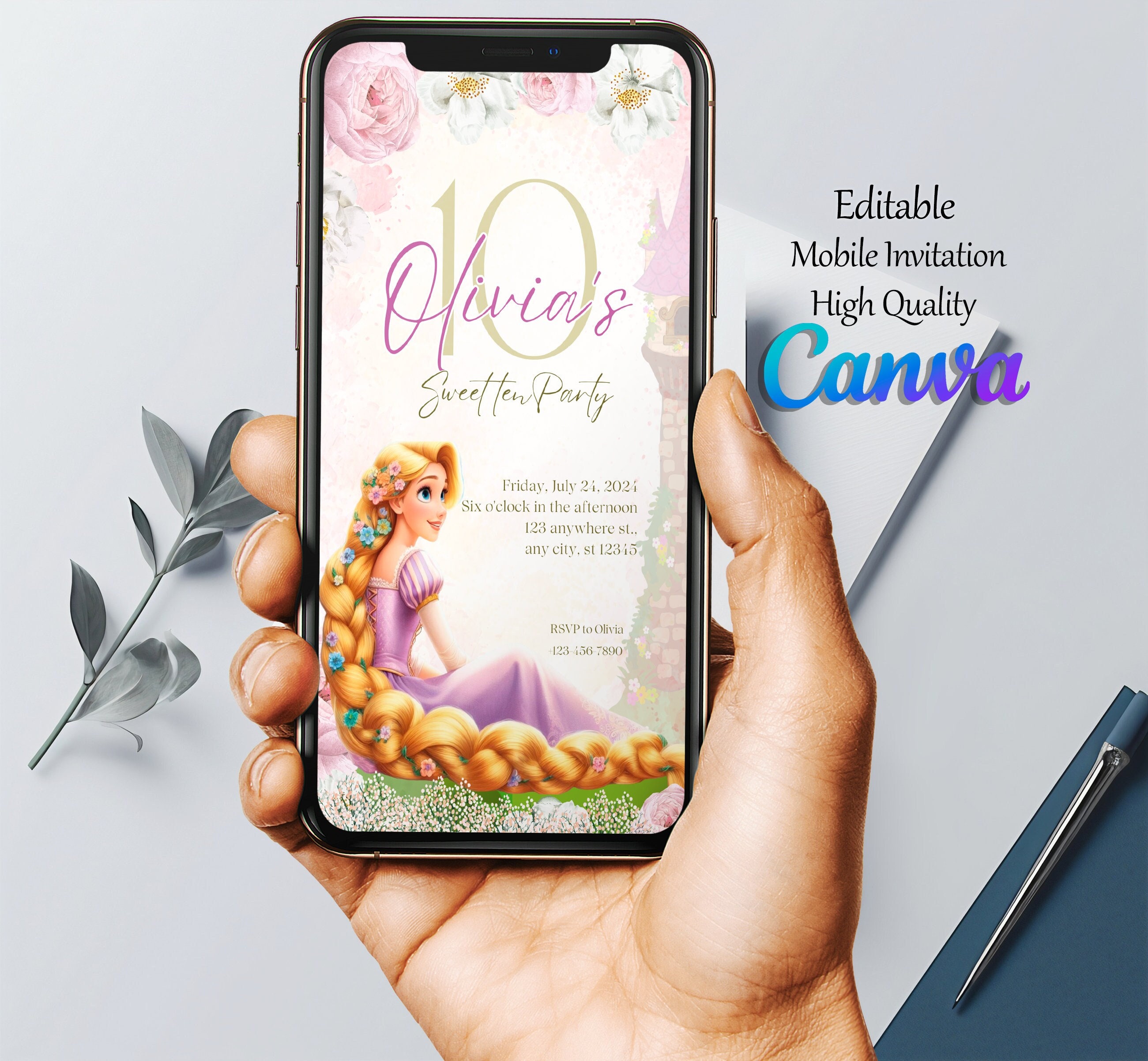 Rapunzel From Tangled Birthday Invitation | Birthday Invite | Printable ...