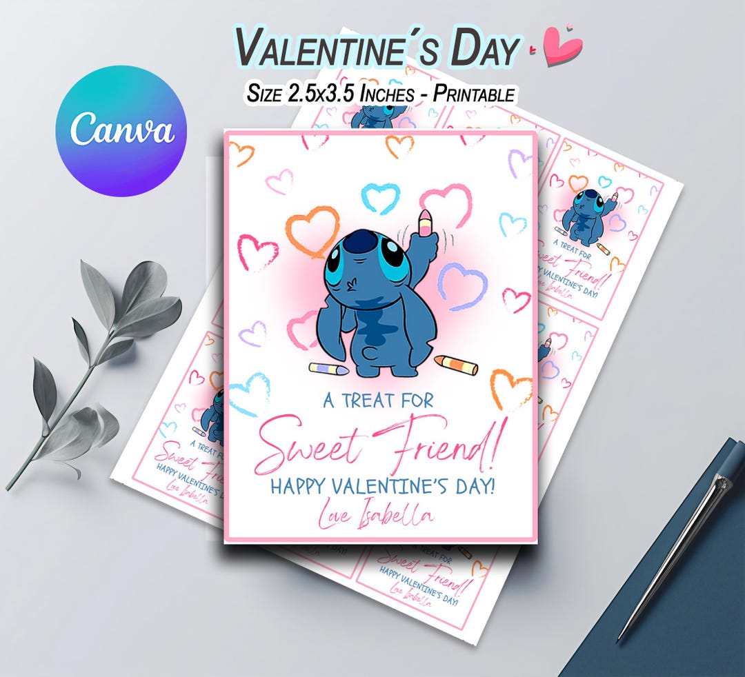 Valentine’s Day Stitch Tags Printable | Cute Stitch Valentines for Kids ...