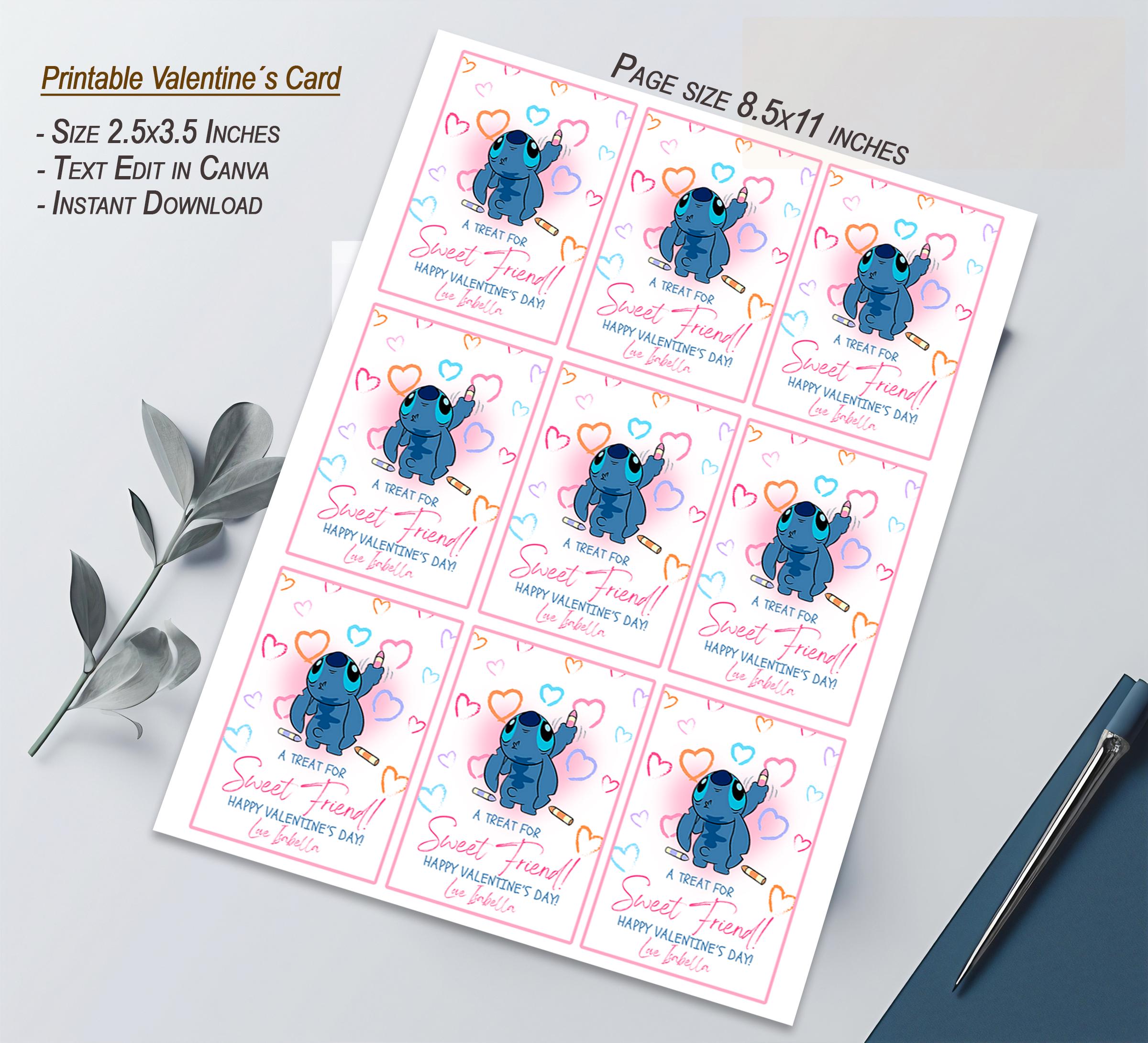 Valentine’s Day Stitch Tags Printable | Cute Stitch Valentines for Kids ...