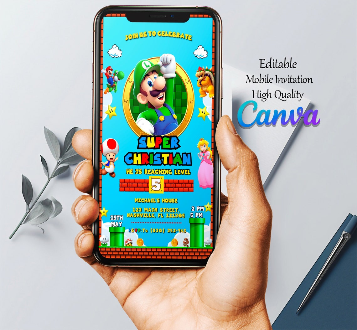 Luigi Birthday Invitation - Mario Bros/luigi Invitation - Printable ...