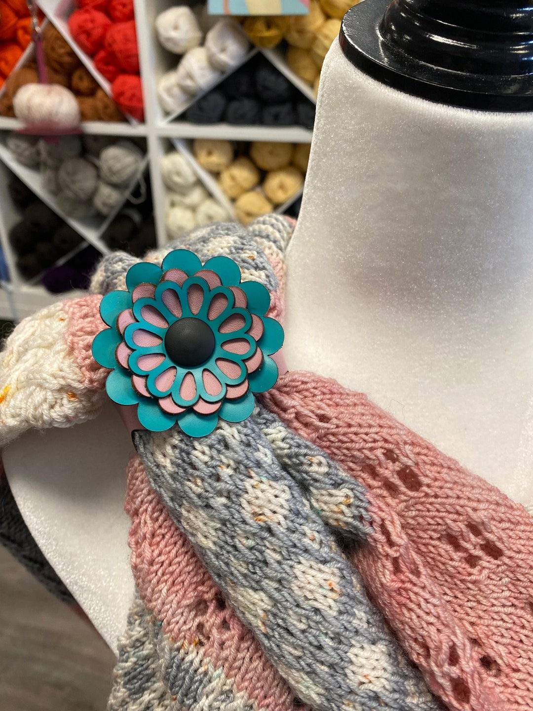 Leather Shawl and Scarf Cuff. Custom Made, Choose Your Colors Leather ...