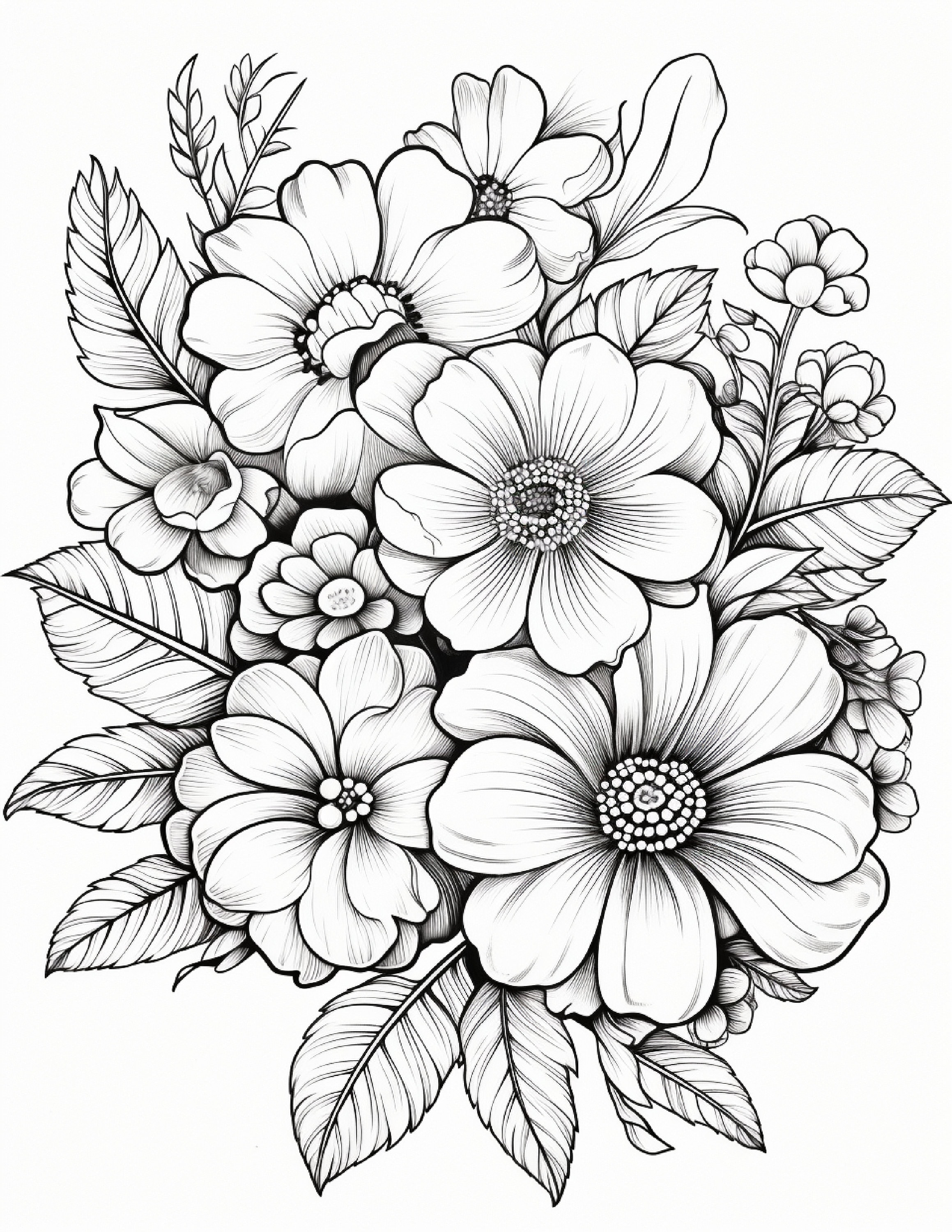 10 Beautiful Flower Coloring Pages (flower 1) - Etsy