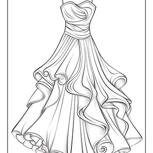 20 Adult Coloring Pages (dresses 5) - Etsy
