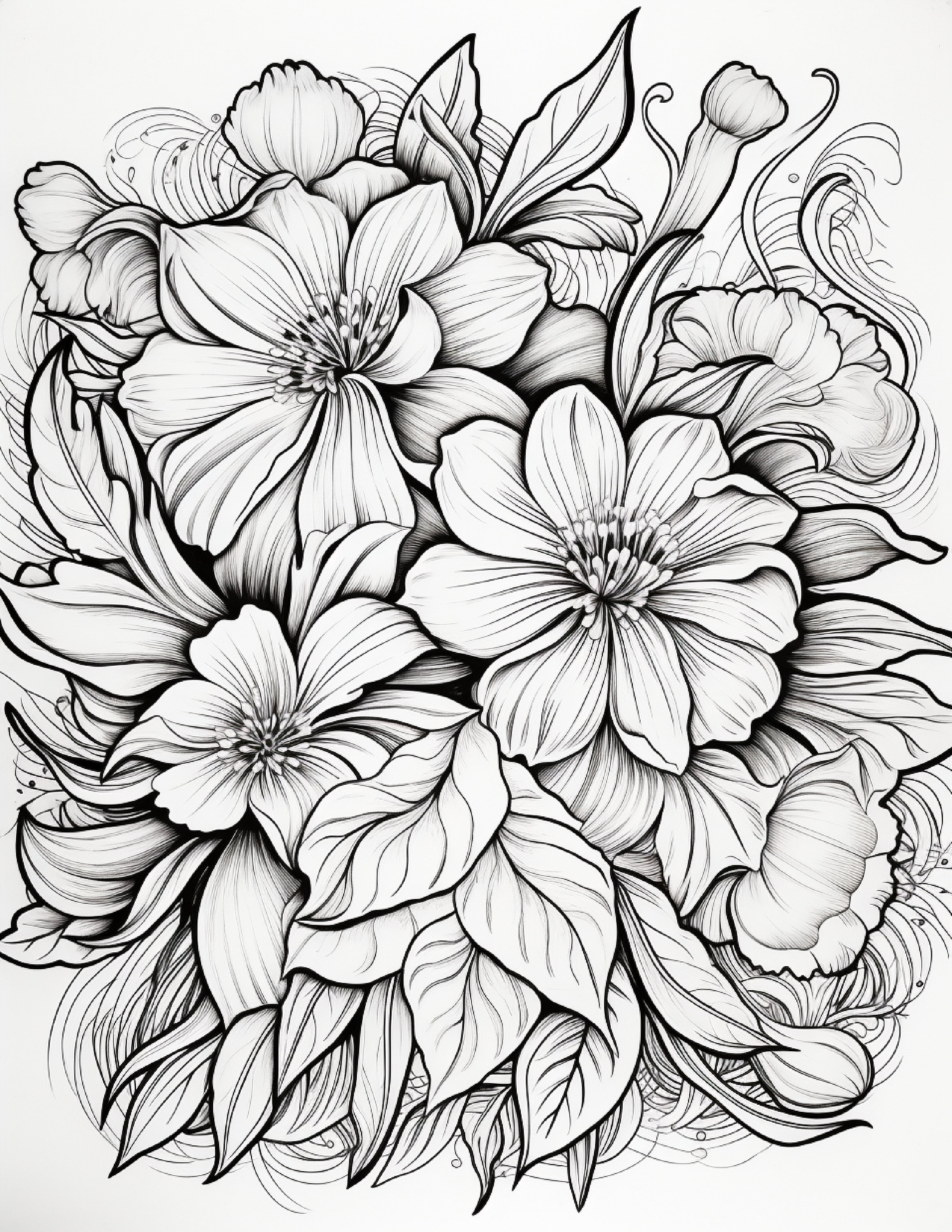 10 Beautiful Flower Coloring Pages (flower 1) - Etsy