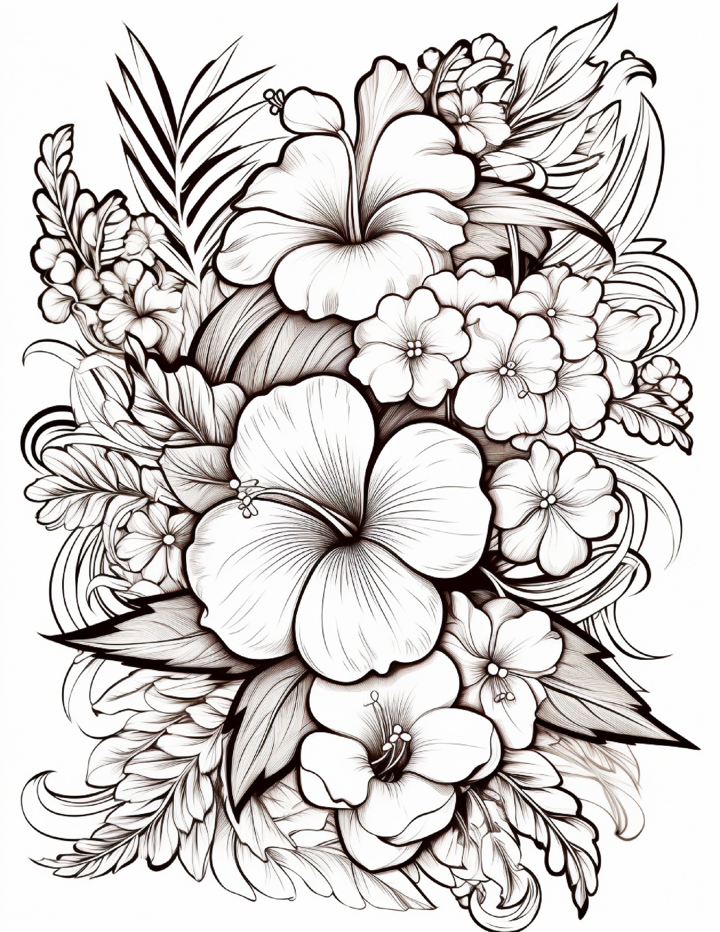 10 Beautiful Flower Coloring Pages (flower 2) - Etsy
