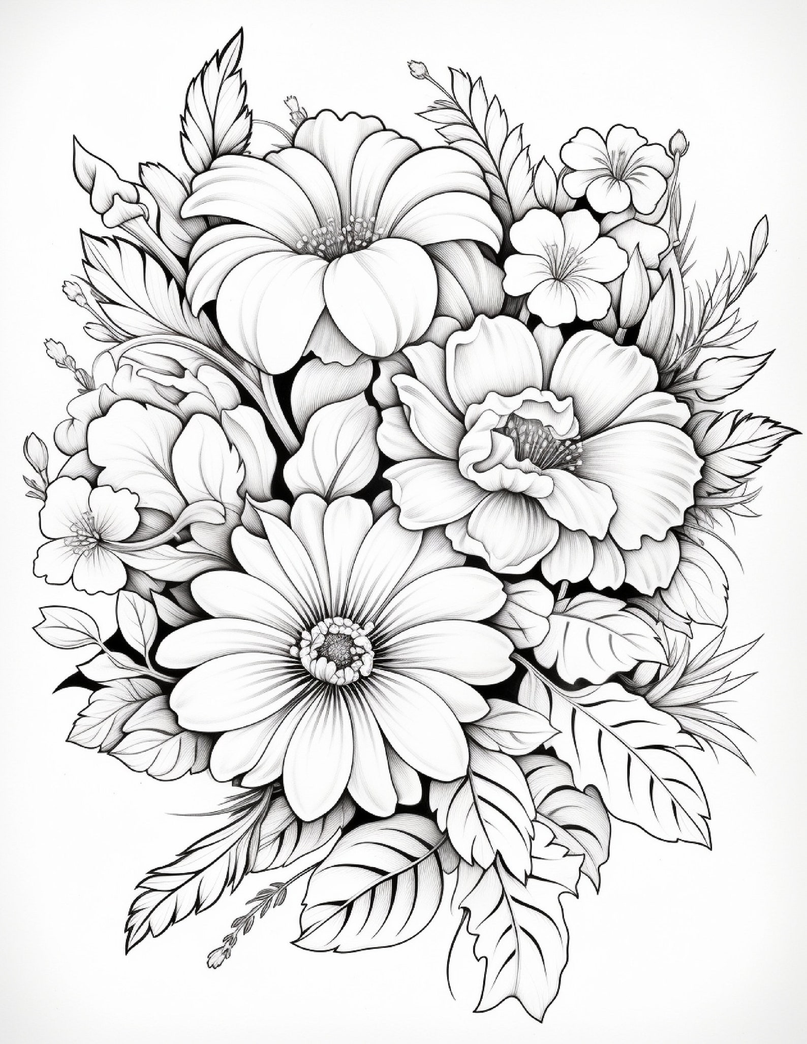 10 Beautiful Flower Coloring Pages (flower 1) - Etsy