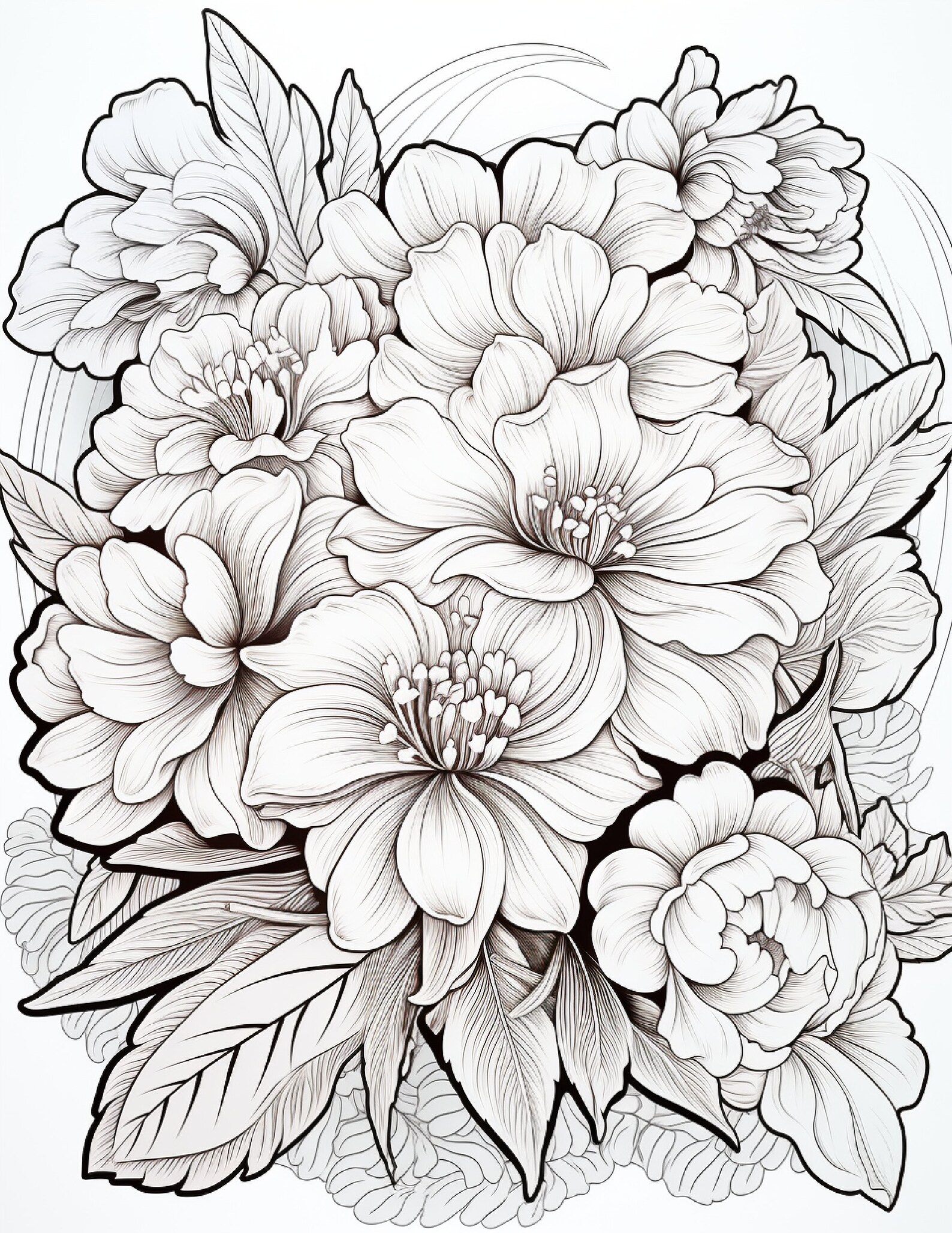 10 Beautiful Flower Coloring Pages (flower 2) - Etsy