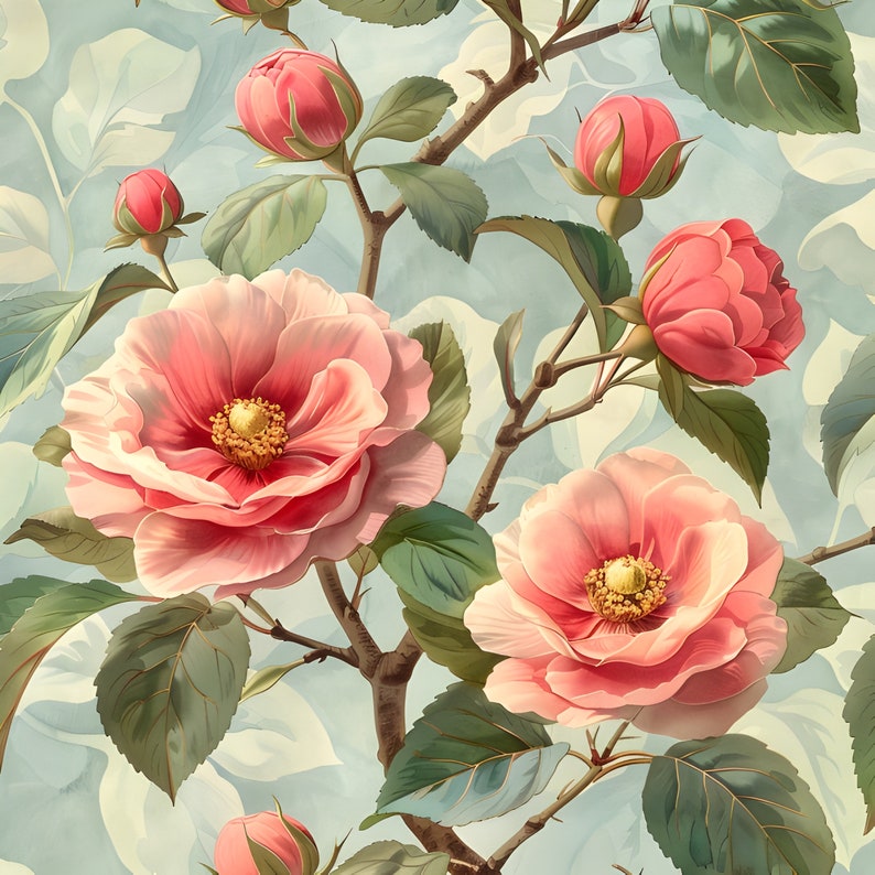 Romantic Flowers Digital Paper Seamless Printable Paper - Etsy