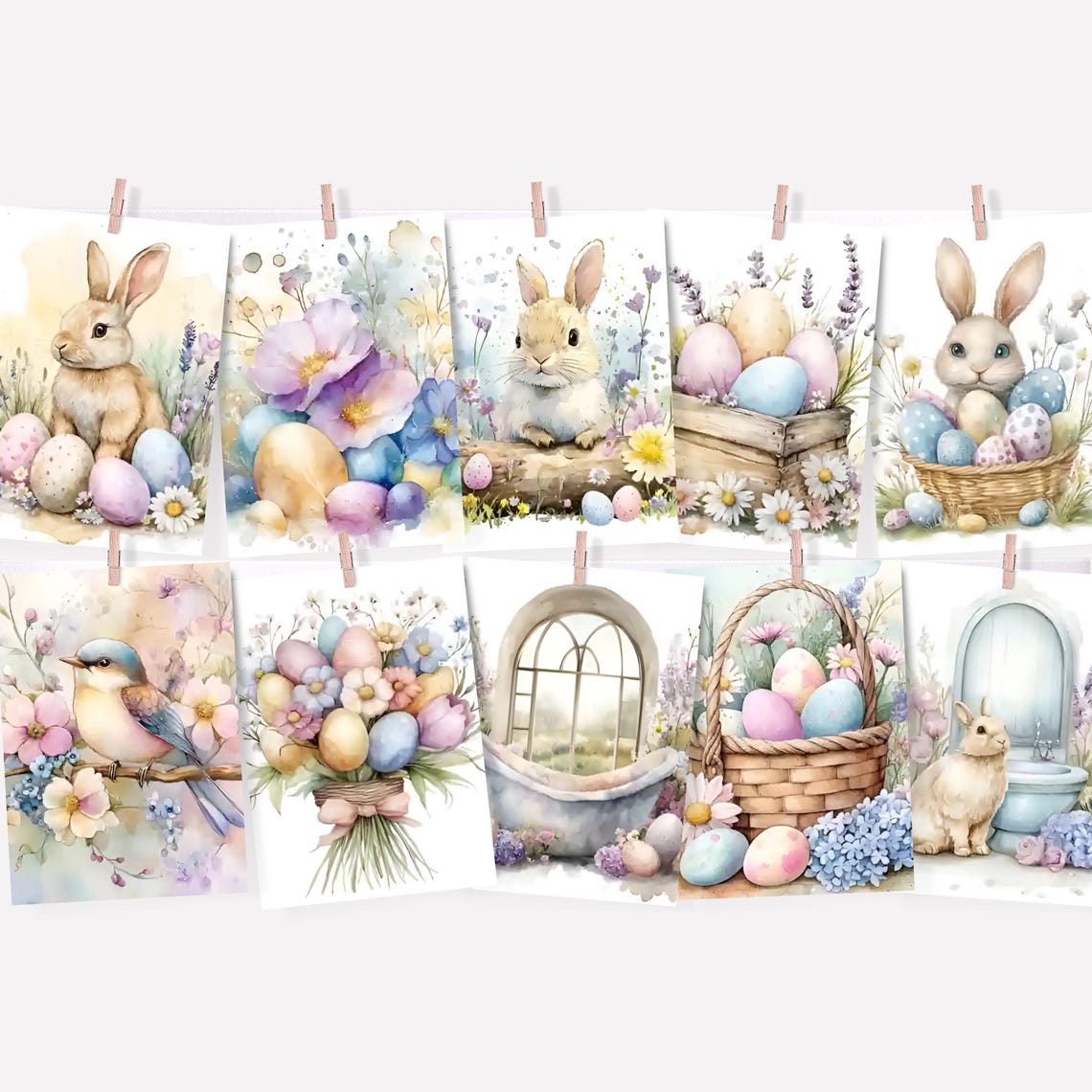 Easter Clipart Bundle - Cute Bunny & Egg Designs, Printable Spring ...