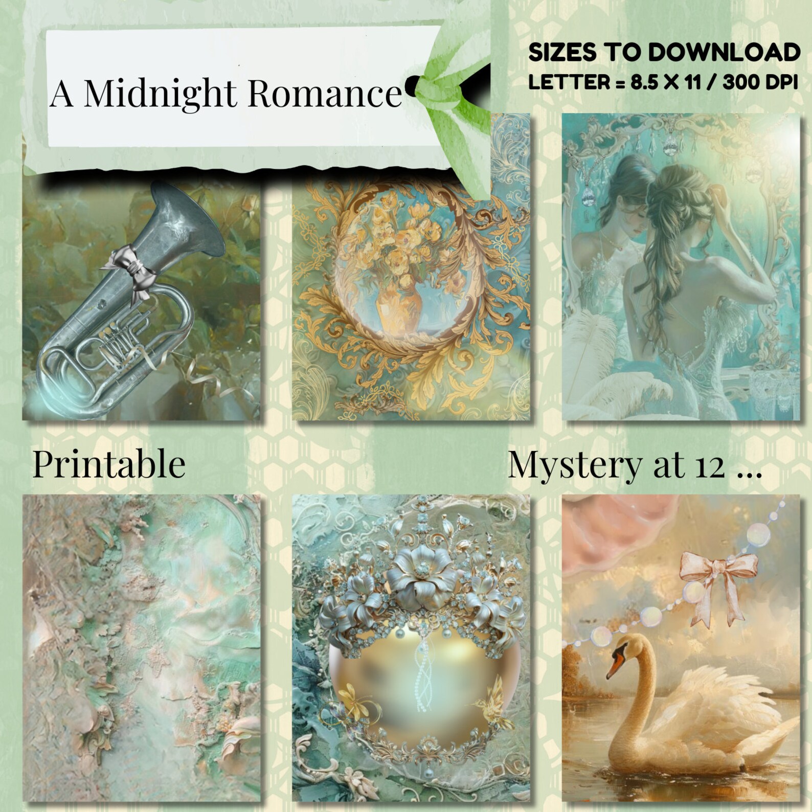 Shabby Chic Digital Art Print Set|vintage Floral Shabby Chic Wall Decor ...