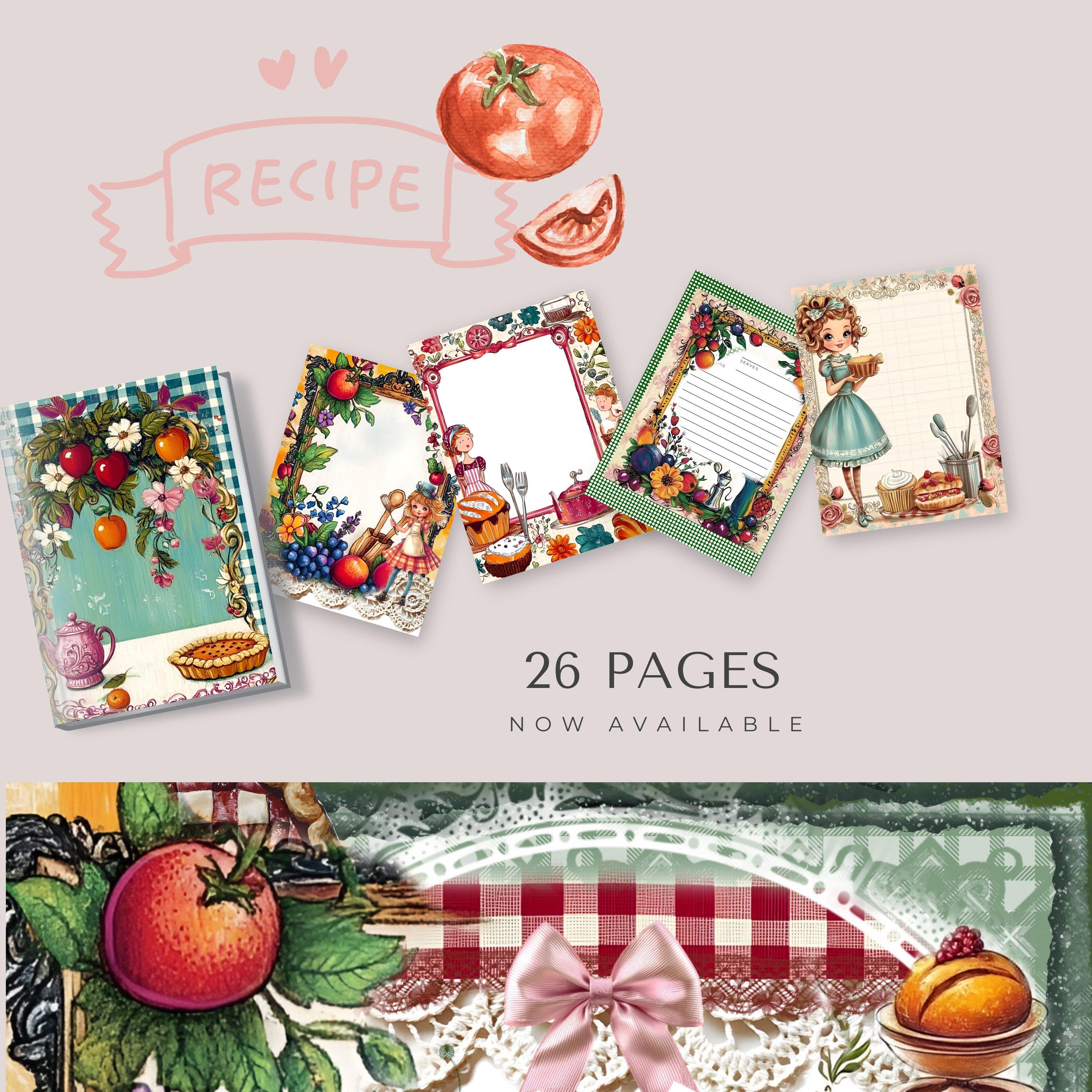 Recipe Book Junk Journal Pages - Vintage Style Cooking and Baking ...