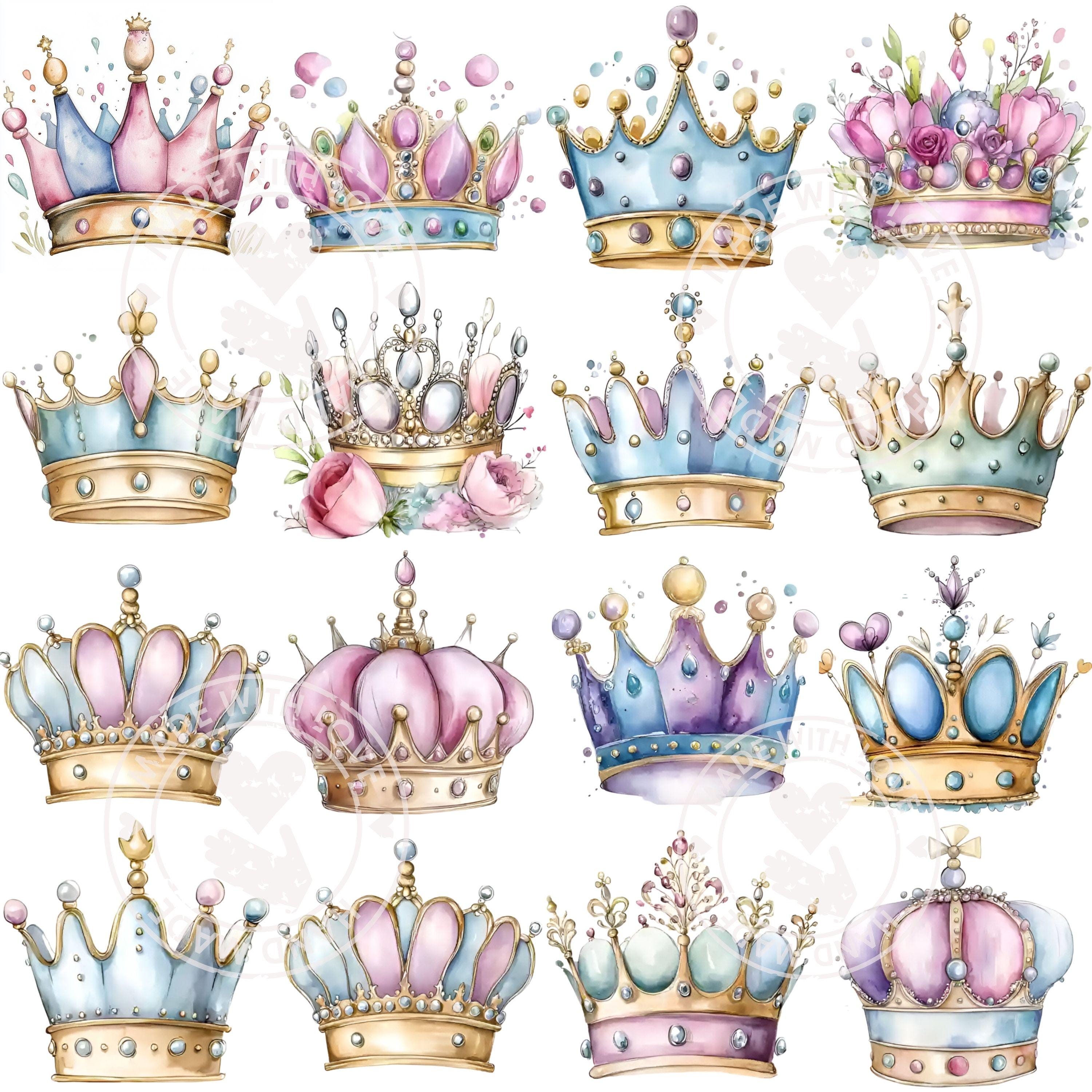 Royal Crown Clipart - King and Queen Crown Silhouettes, Digital ...