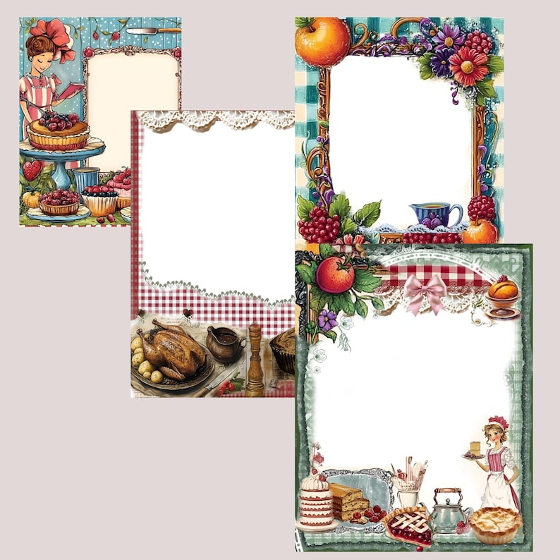 Recipe Book Junk Journal Pages - Vintage Style Cooking and Baking ...