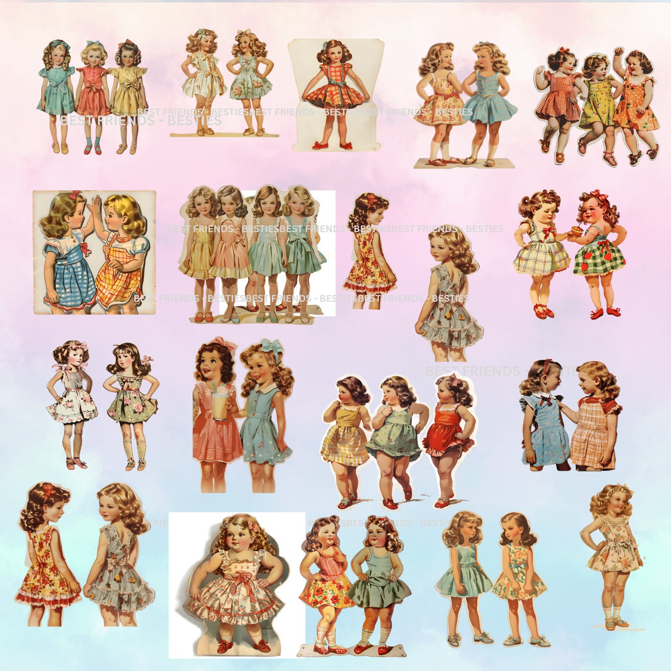 Vintage Best Friends Cut-out, Stickers, Scrapbooking, Junk Journaling ...