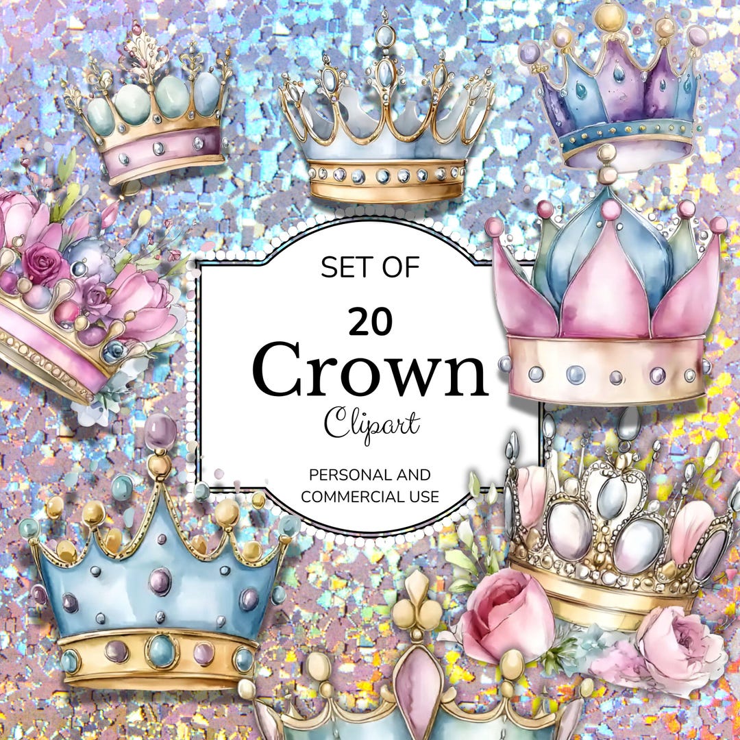 Royal Crown Clipart - King and Queen Crown Silhouettes, Digital ...