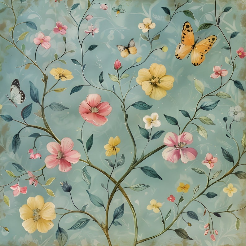 Romantic Flowers Digital Paper Seamless Printable Paper - Etsy