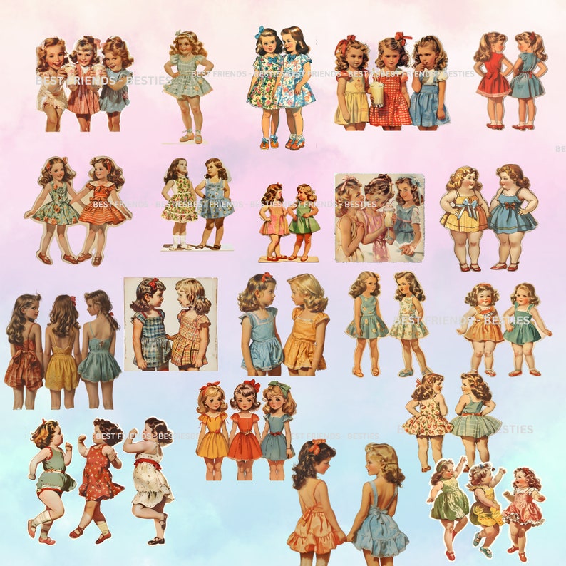 Vintage Best Friends Cut-out, Stickers, Scrapbooking, Junk Journaling ...