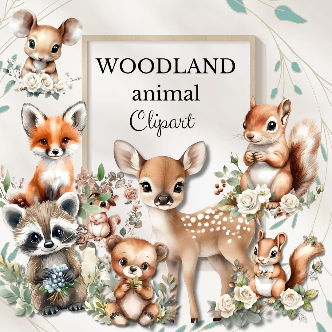 Woodland Animals Clipart – Cute Forest Creatures, Whimsical Animal ...
