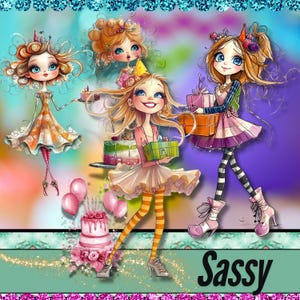 Sassy Clipart Collection Birthday Clipart, Bold & Playful Characters ...