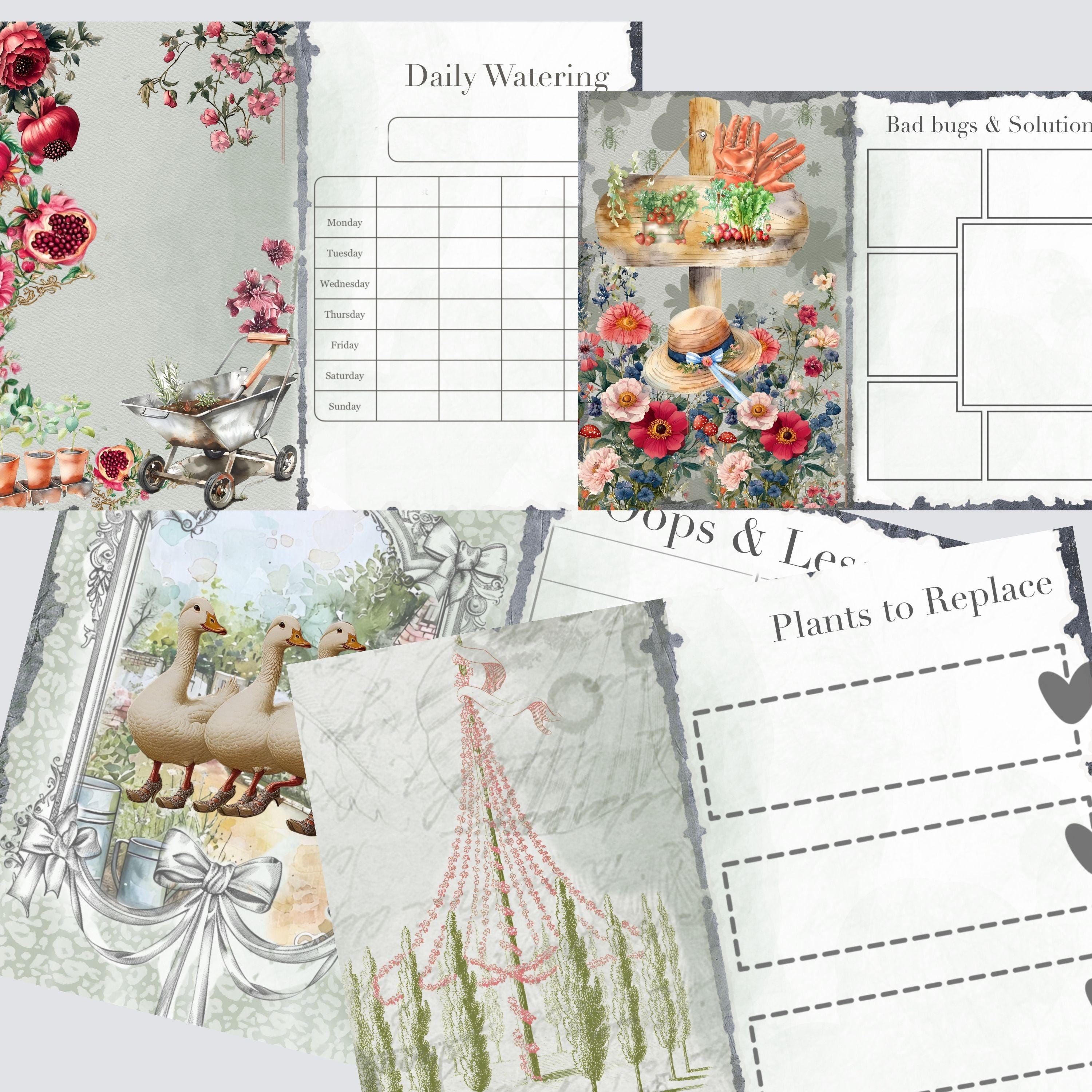 Garden Planner Printable PDF Floral Gardening Journal & Vegetable ...