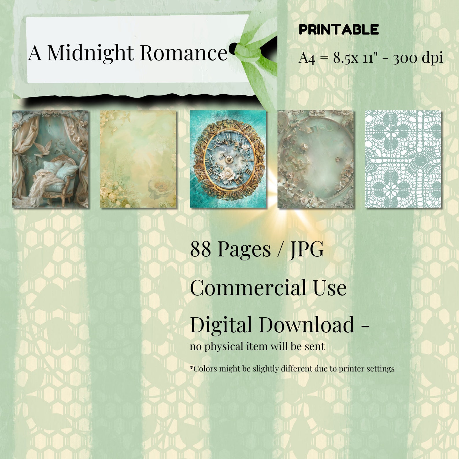 Shabby Chic Digital Art Print Set|vintage Floral Shabby Chic Wall Decor ...
