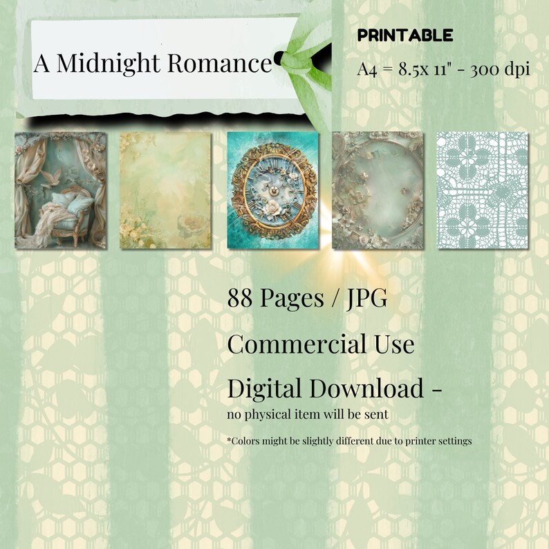 Shabby Chic Digital Art Print Set|vintage Floral Shabby Chic Wall Decor ...