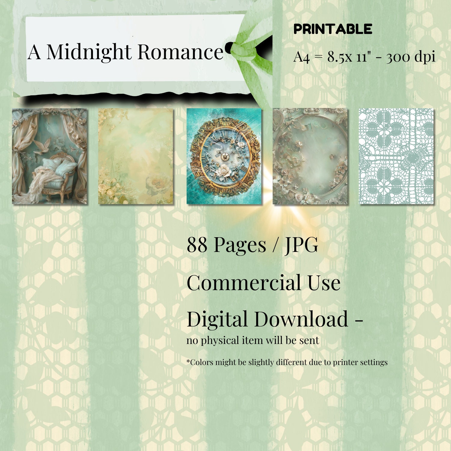 Shabby Chic Digital Art Print Set|vintage Floral Shabby Chic Wall Decor ...