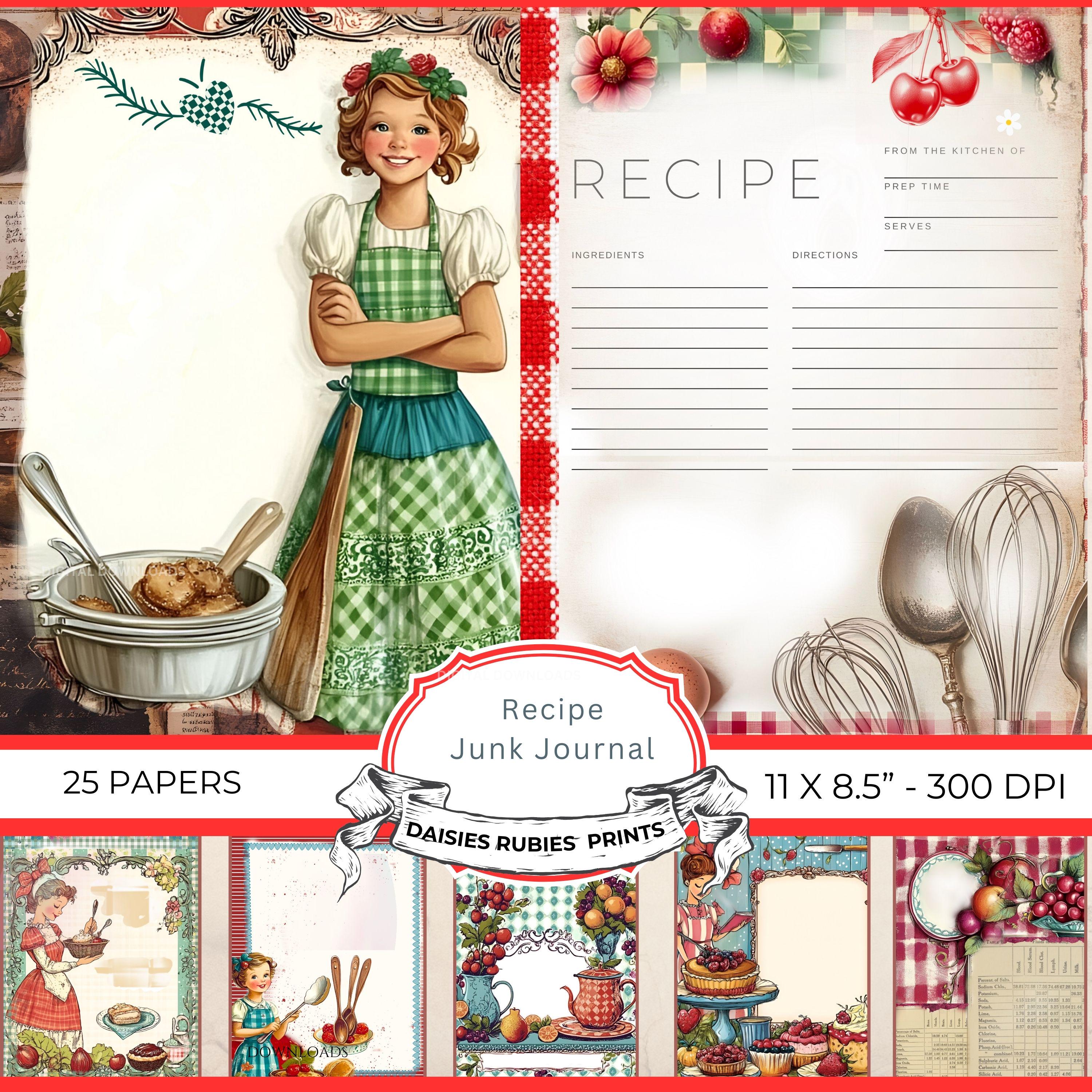 Recipe Book Junk Journal Pages - Vintage Style Cooking and Baking ...