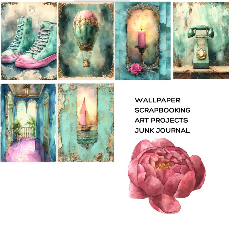 Vintage Pink Shabby Chic Art Printables for Junk Journals | Romantic ...