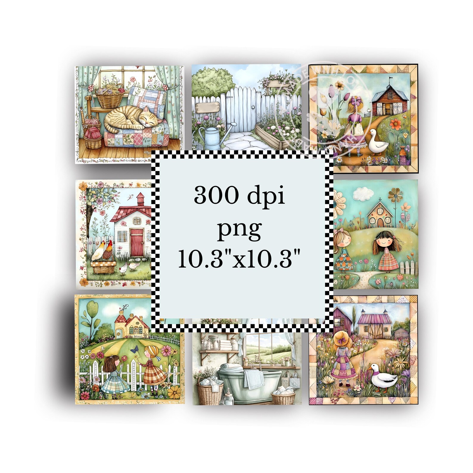 Vintage Farm Clipart - Rustic Barnyard Scenes, Antique Farm Equipment ...