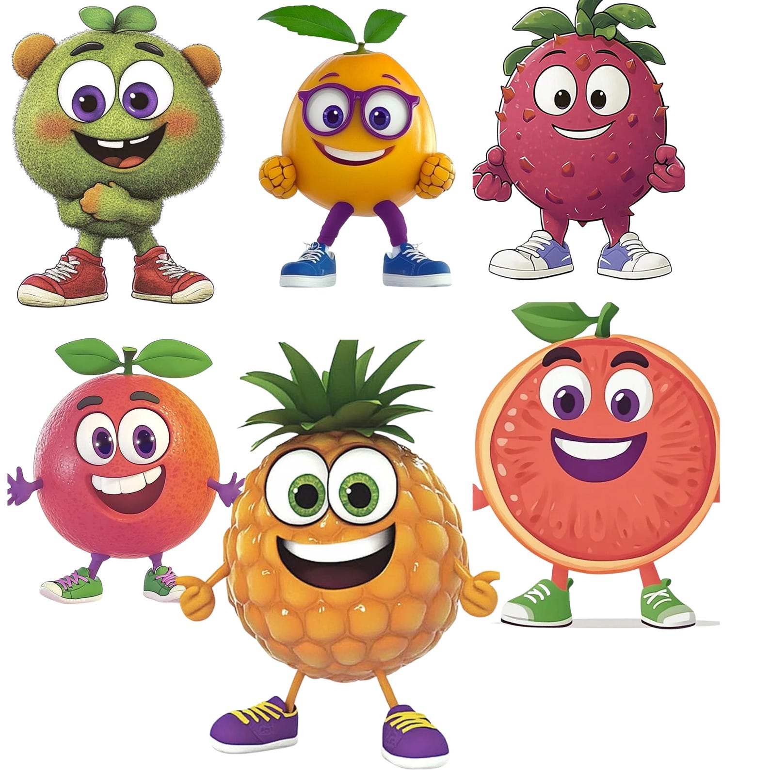 Fruit Clipart - Whimsical Fruit PNG, Digital Scrapbook, Junk Journal ...