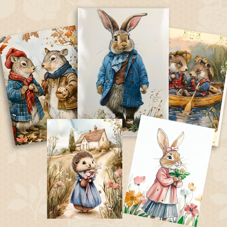Vintage Peter Rabbit Printable. Watercolor Beatrix Potter Junk Journal ...