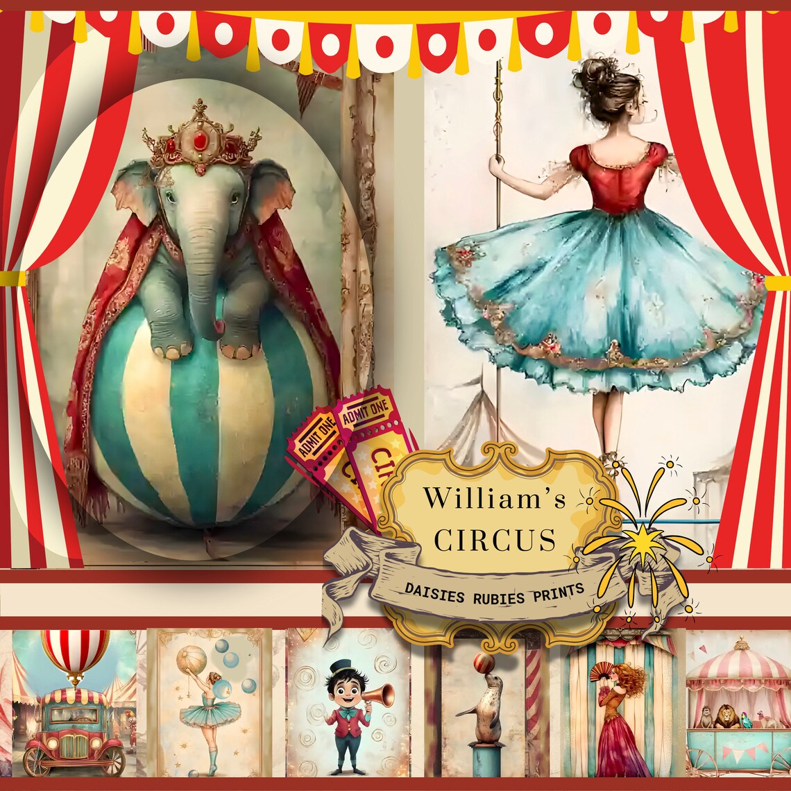 Vintage Circus Junk Journal Pack | Printable Circus Paper Craft | DIY ...