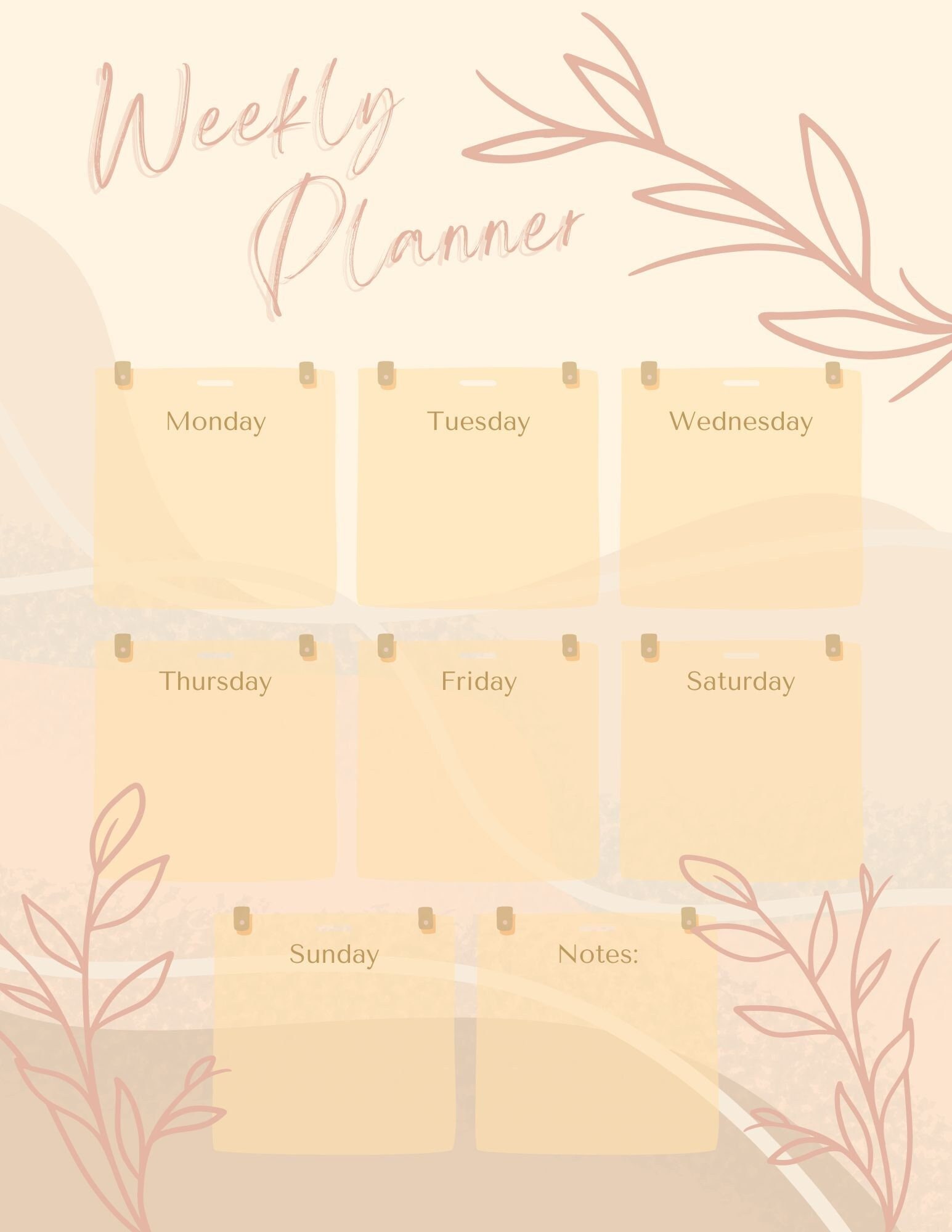 Weekly Planner Printable Digital Download, Boho Weekly Planner - Etsy