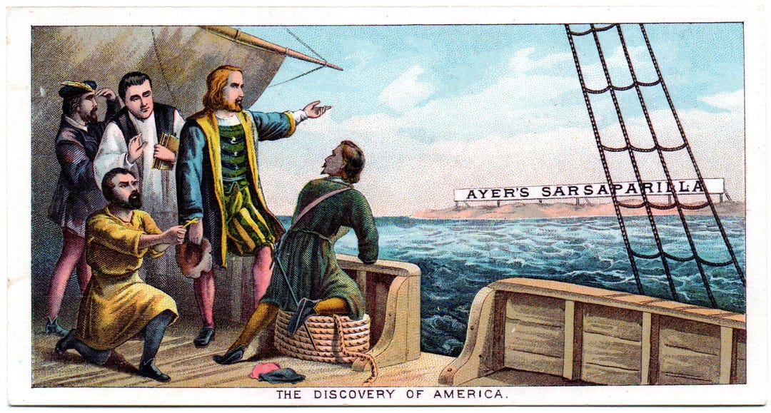 CHRISTOPHER COLUMBUS Vintage C.1890's J.C. Ayer's Sarsaparilla ...