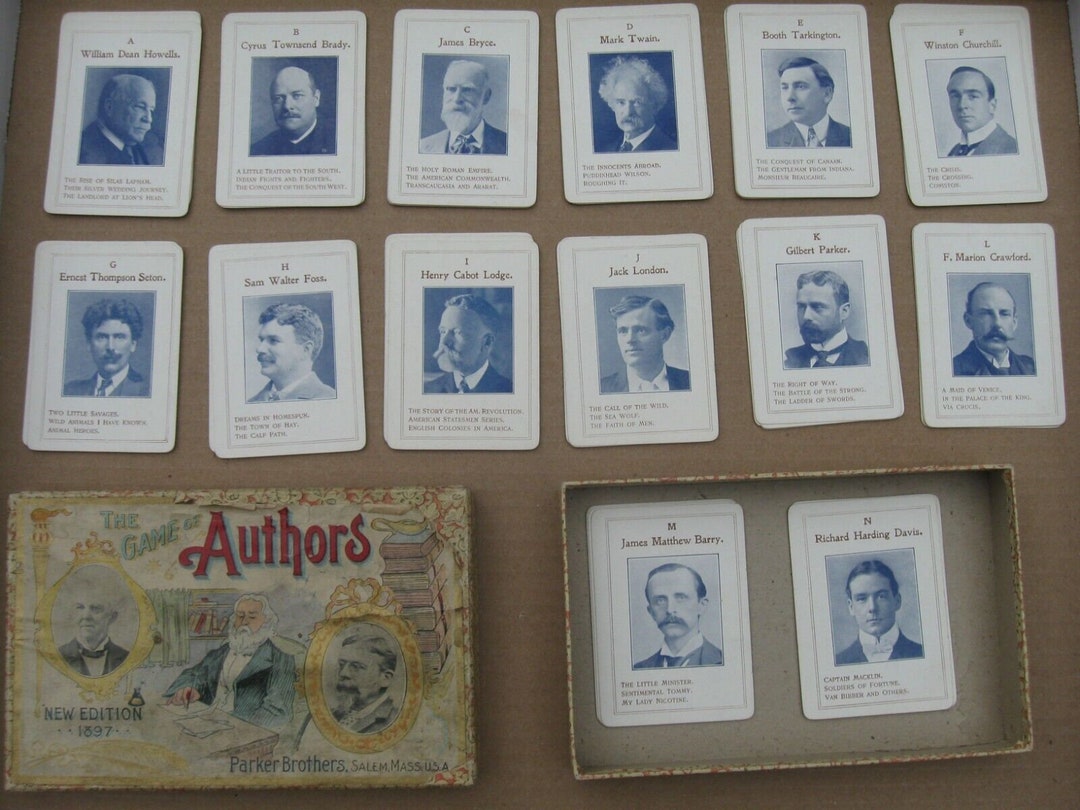 GAME OF AUTHORS 1897 Parker Brothers Card Game (56 Cards) - Etsy