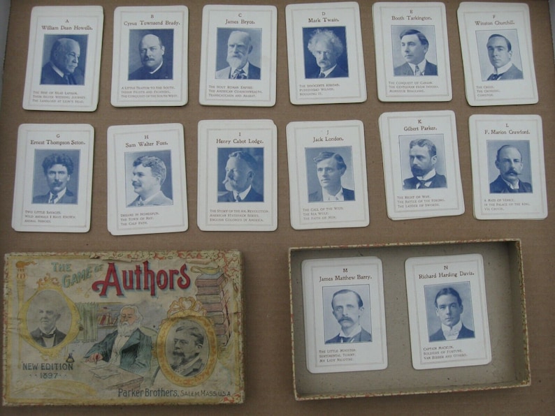 GAME OF AUTHORS 1897 Parker Brothers Card Game (56 Cards) - Etsy