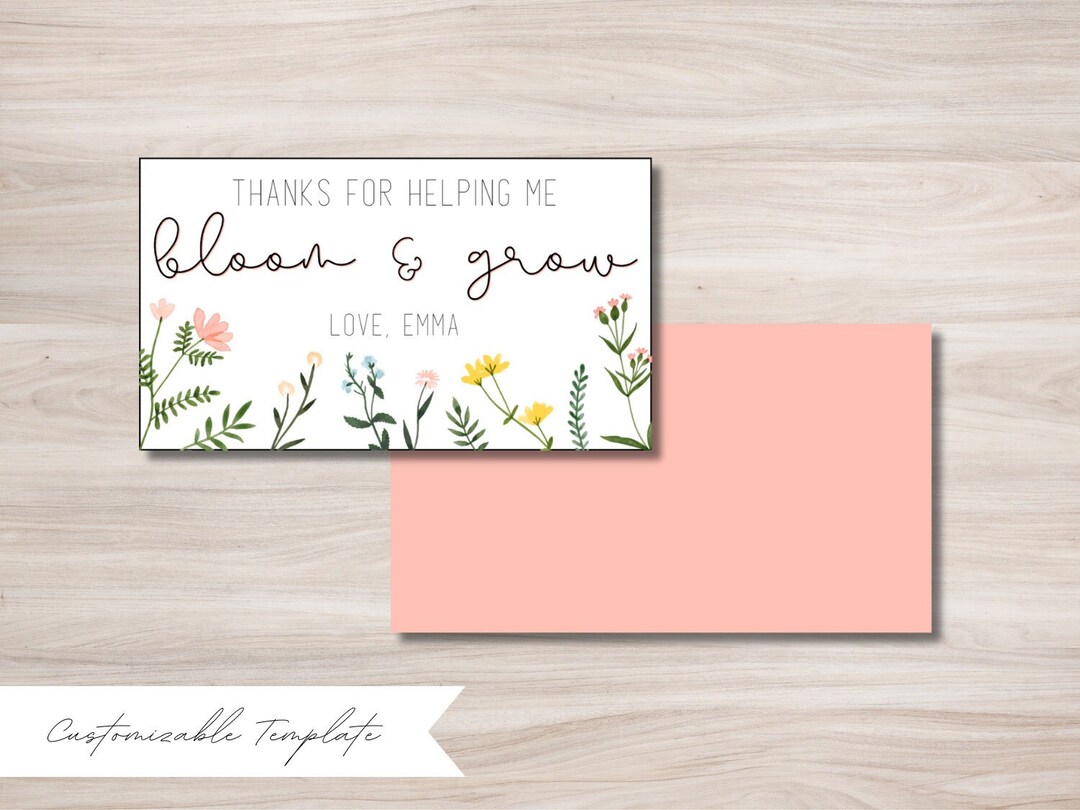Teacher Appreciation Gift Tag / Spring Teacher Gift / Plant Gift Tag ...