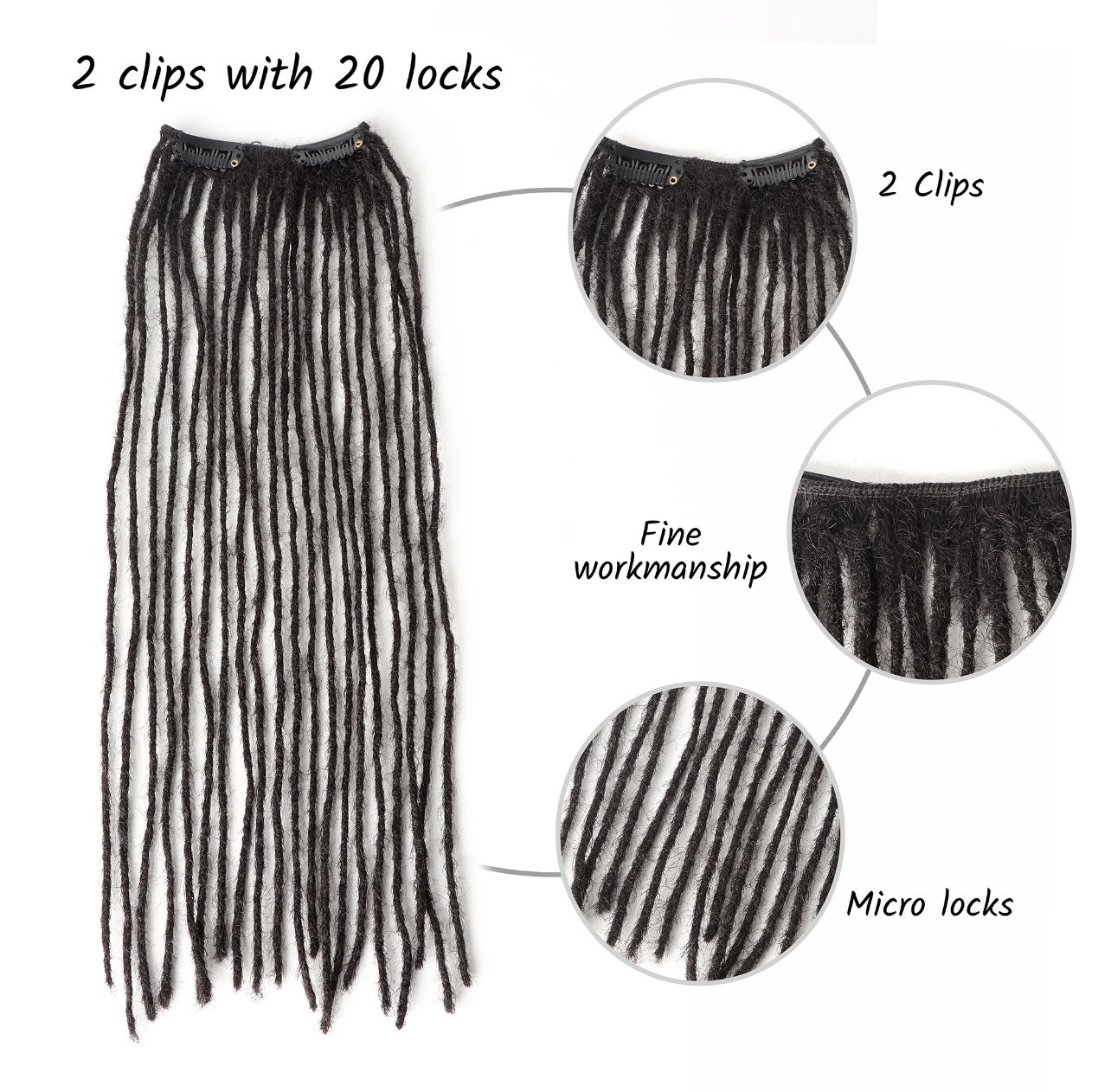 Microlocs Clip-in Extension Loc Set of 5 190 Locs 14-inch Long - Etsy