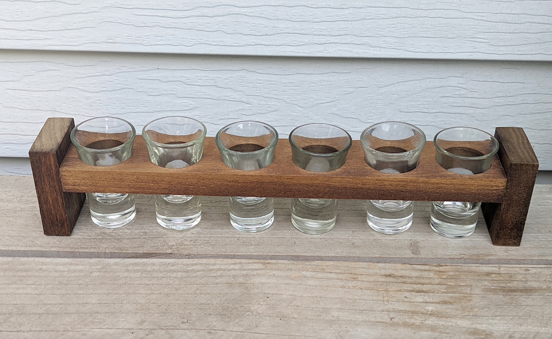 Shot Glass Tray With 6 Antique Shot Glasses, Shot Glass Serving Tray - Etsy