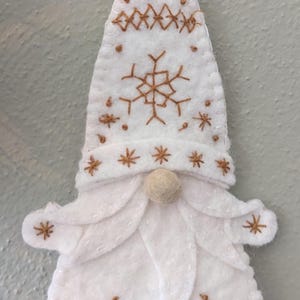 Old Man Winter Gnome, Wool Felt Tomten, Swedish Santa, All White Gnome ...