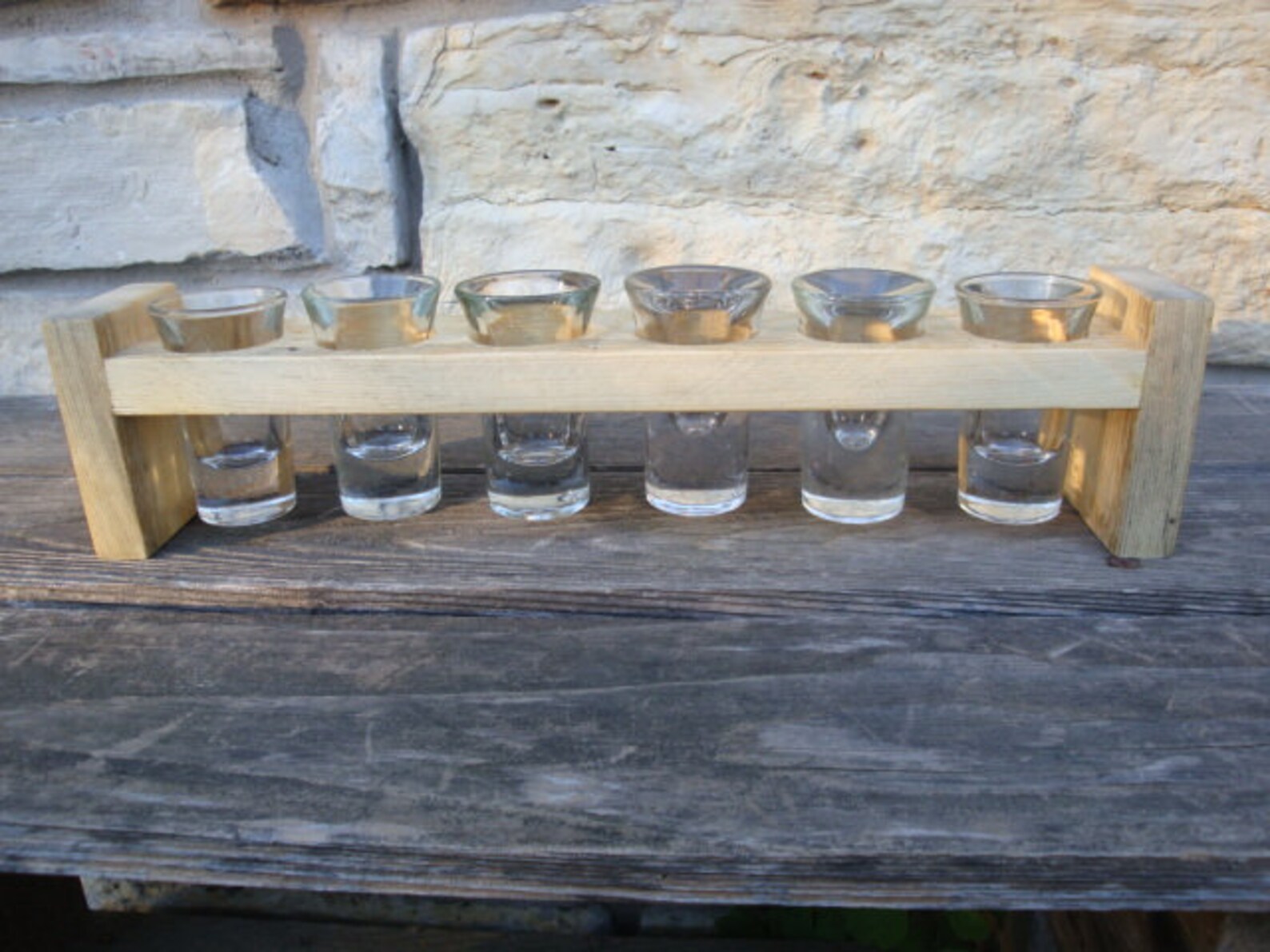 Wood Shot Glass Rack Line Em Up Hand Made Shot Glass Etsy