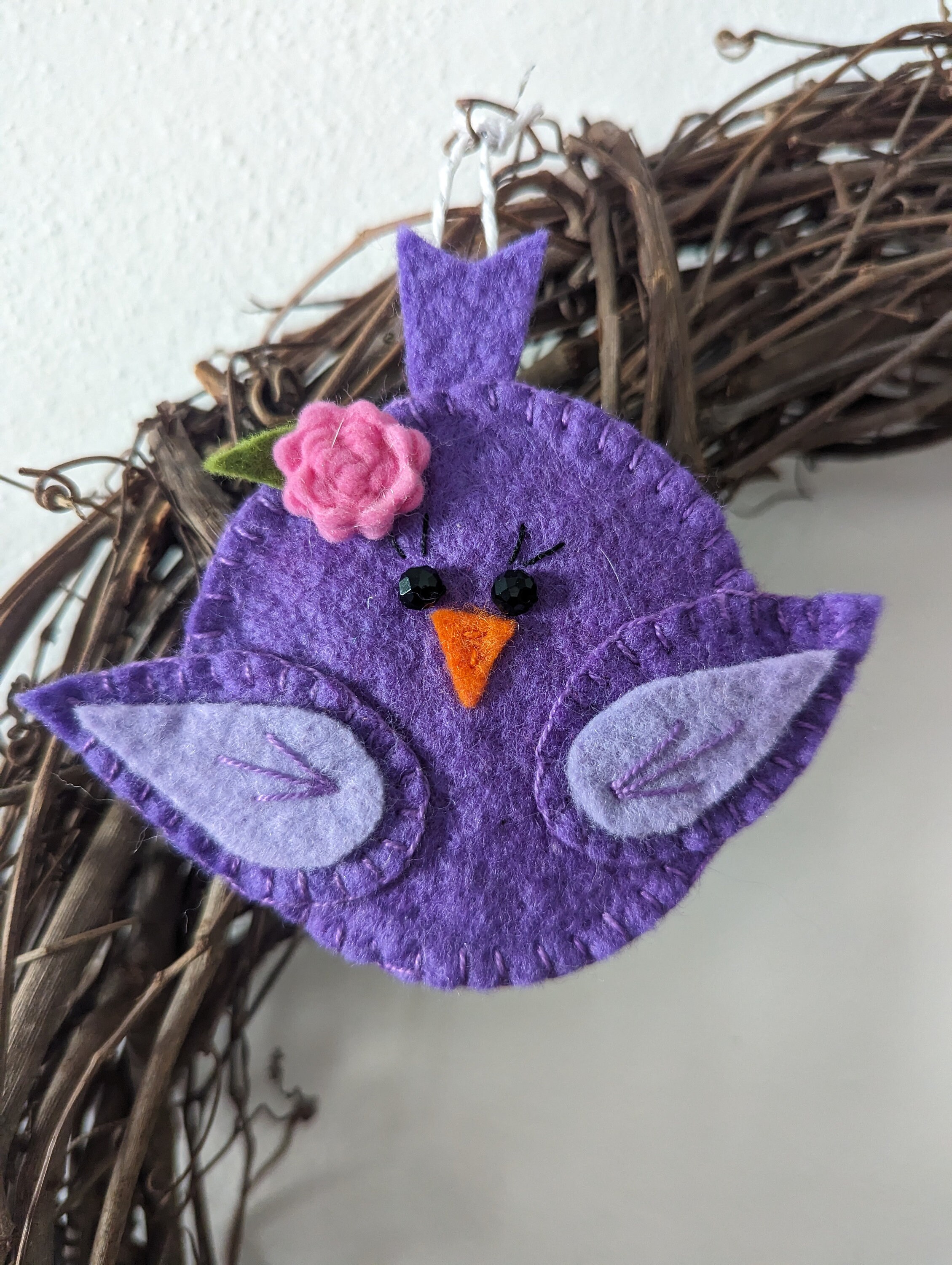 Lively Little Bird Ornaments, Wool Felt Birds, Hand-stitched Bird ...