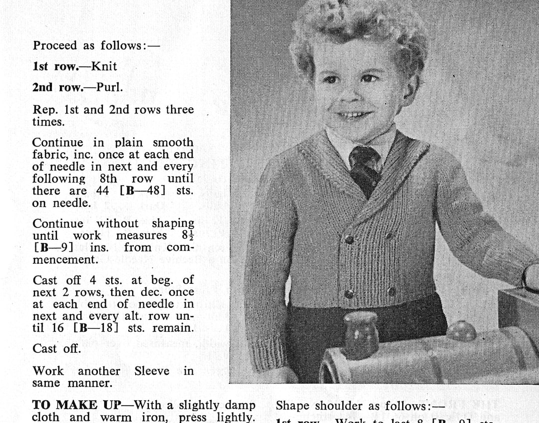 PRINTABLE Vintage Knitting Pattern Double Breasted Vintage Cardigan ...