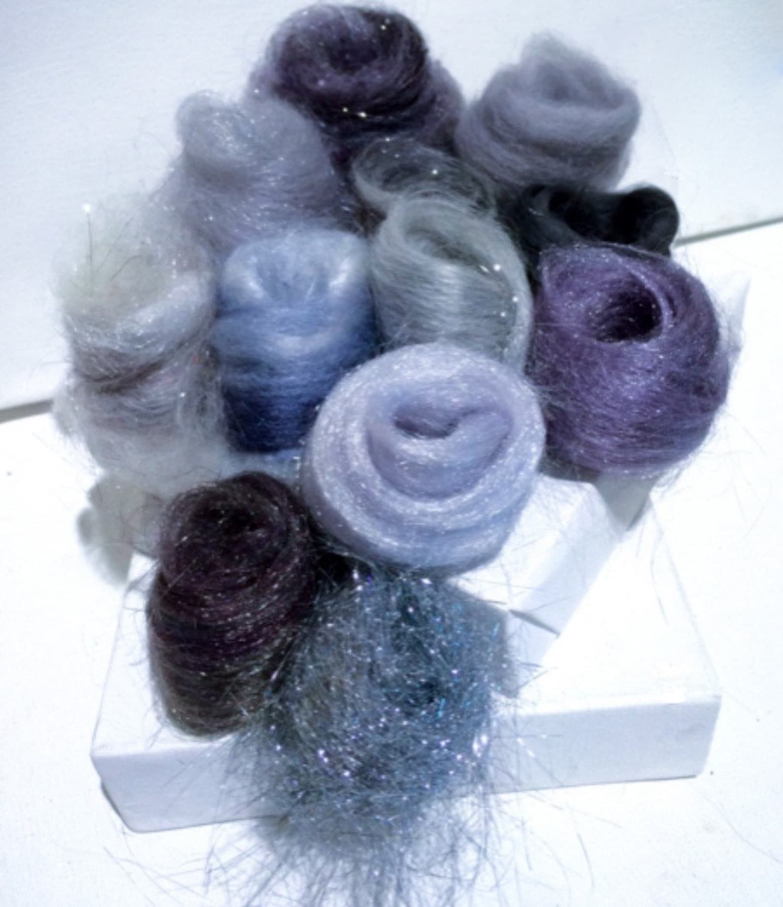 Silver, Grey Fiber Sampler, Kit: Wool, Firestar, Needle Wet Felting ...