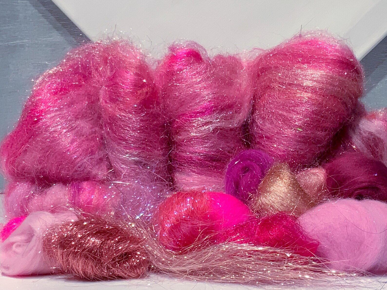 Pink Fiber Art Sampler Felting Wool Spinning Needle Felting | Etsy