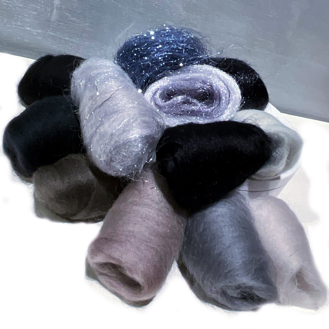 Grey Gradient Fiber Art Sampler “fade to Black” 1 Oz, Felting Wool ...