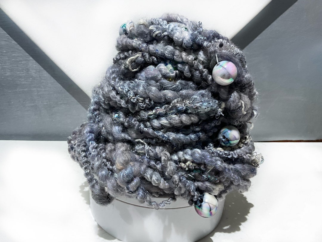 Beaded Art Yarn, Corespun mystic Memory 5.2 Oz, 34 Yds: Pewter, Grey ...